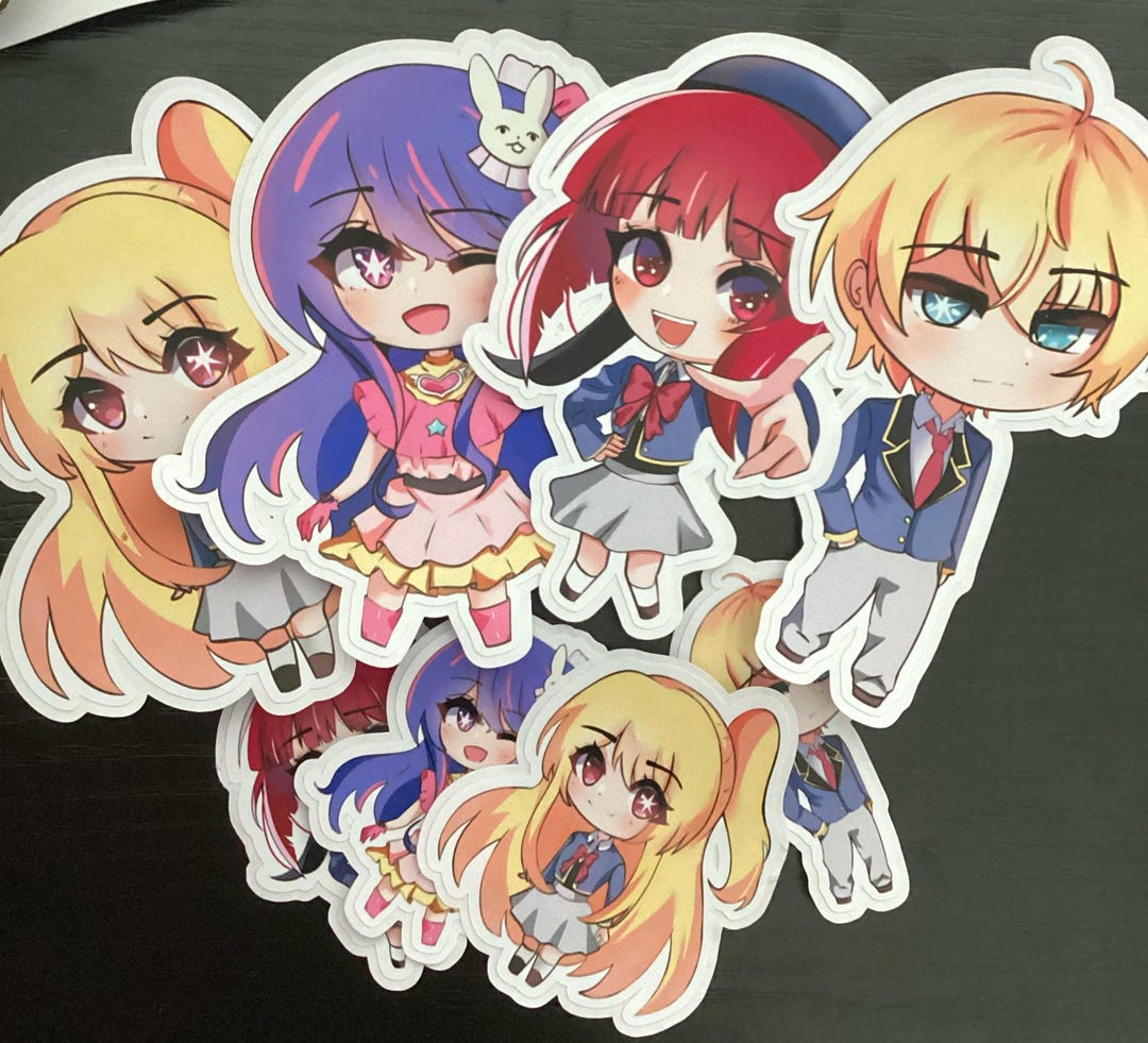 Oshi No Ko Glossy Paper Stickers pack of 8 ai, Aqua, Ruby Hoshino, Kana ...