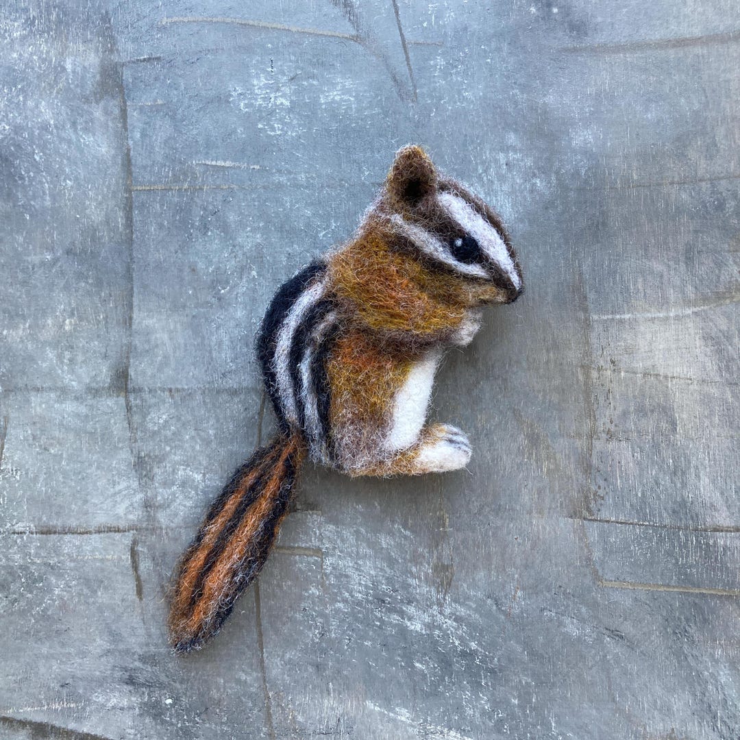 Needle Felted Chipmunk Animal Brooch for Women Handmade Wool Replica ...