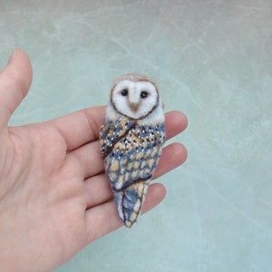 Needle Felted Barn Owl Pin for Women Handmade Bird Brooch for Girl Cute ...