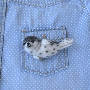 Seal Animal Brooch for Women Needle Felted Wool Replica Pin Wool ...
