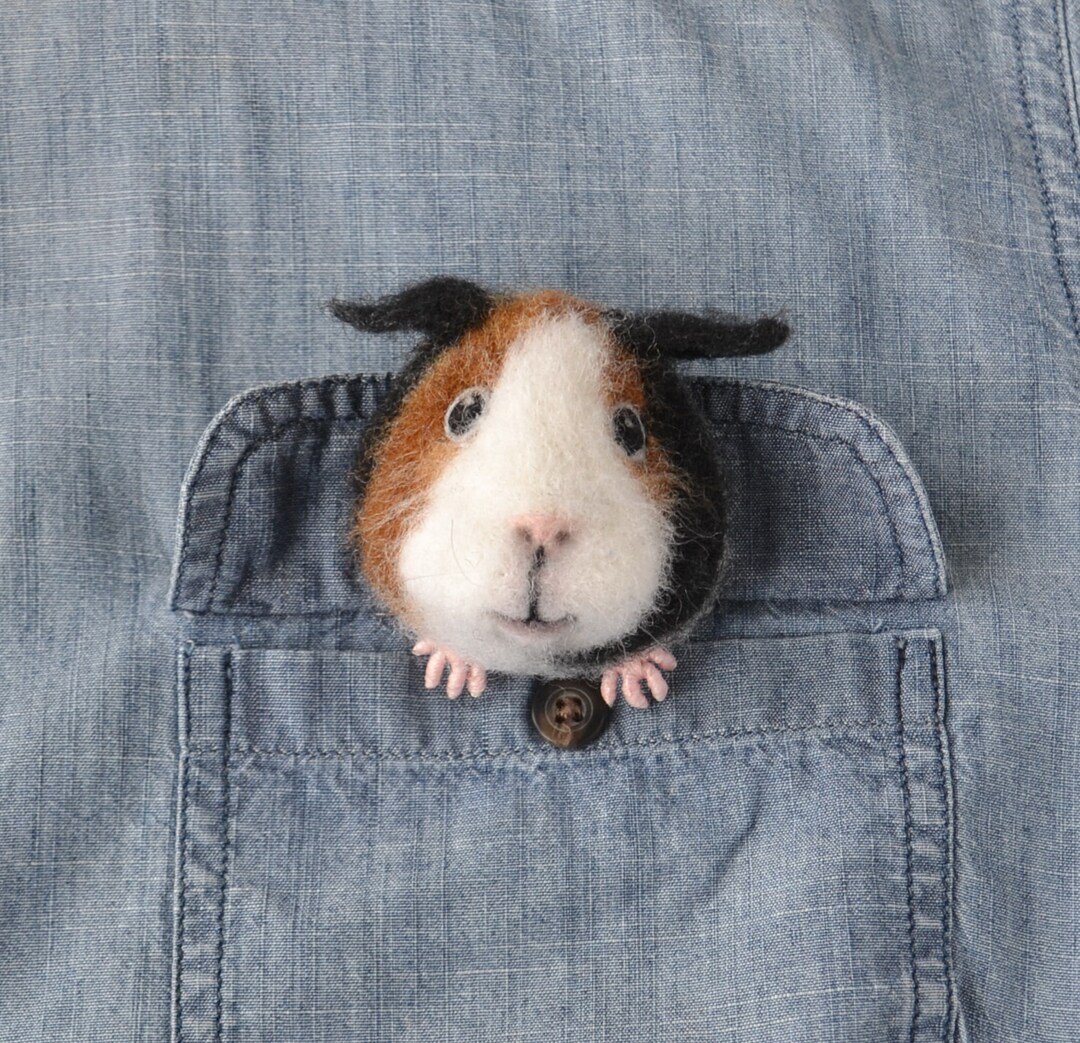 Custom Cute Guinea Pig Portrait Pin From Photo Handmade Needle Felted ...