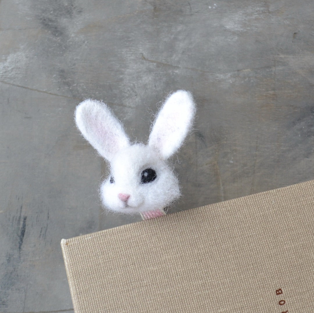 Needle Felted White Bunny 3d Bookmark Handmade Bunny Gift for Reader ...