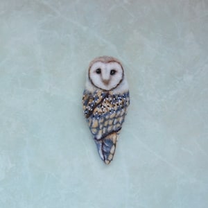 Needle Felted Barn Owl Pin for Women Handmade Bird Brooch for Girl Cute ...