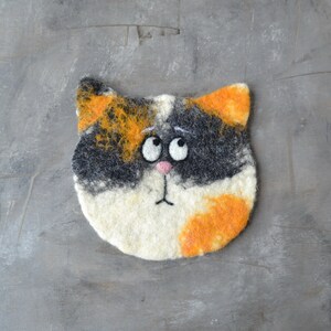Felted Wool Funny Cat Coasters Handmade Custom Drink Coster Custom ...