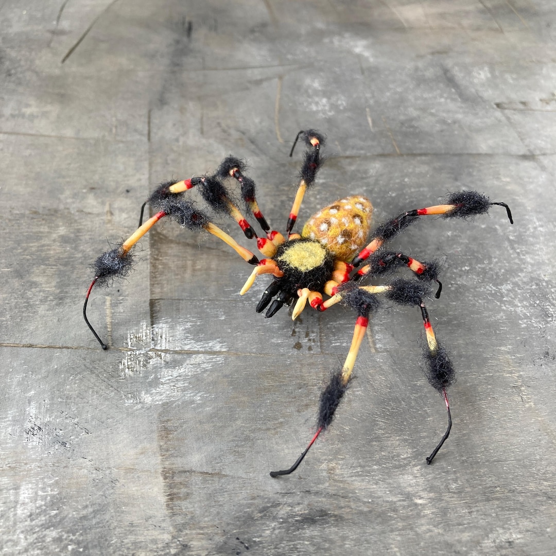 Yellow Banana Spider Replica Brooch Handmade Needle Felted Realistic ...