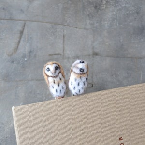 Needle Felted Wool Barn Owl 3d Bookmark Custom Handmade Bookworm Gift ...