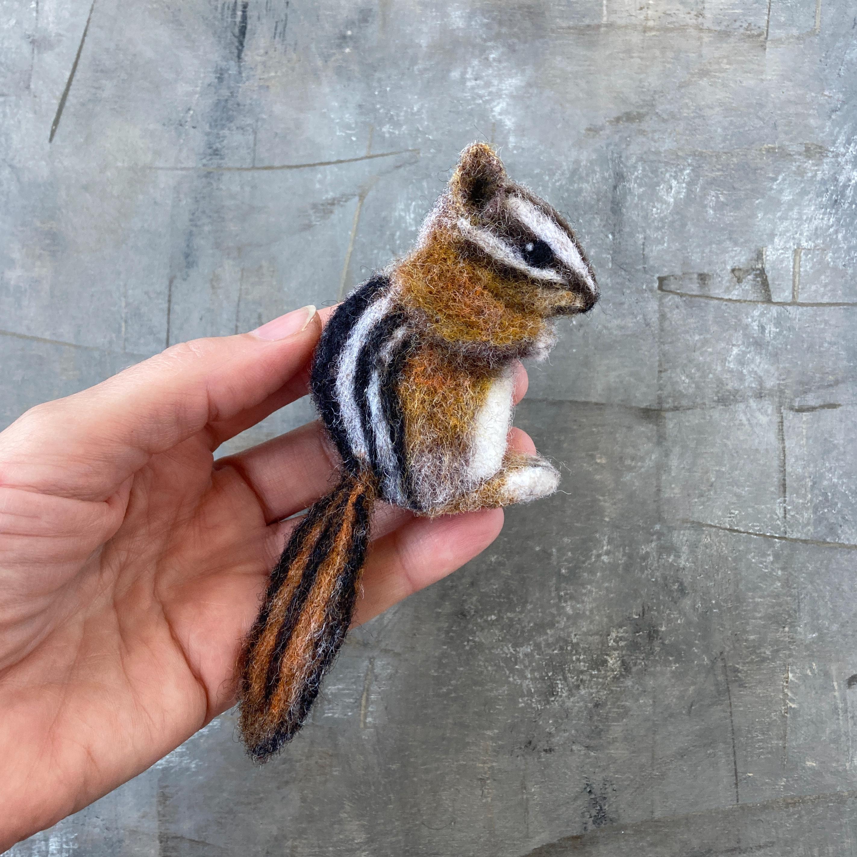 Needle Felted Chipmunk Animal Brooch for Women Handmade Wool Replica ...