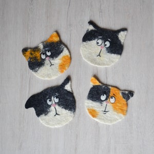 Felted Wool Funny Cat Coasters Handmade Custom Drink Coster Custom ...
