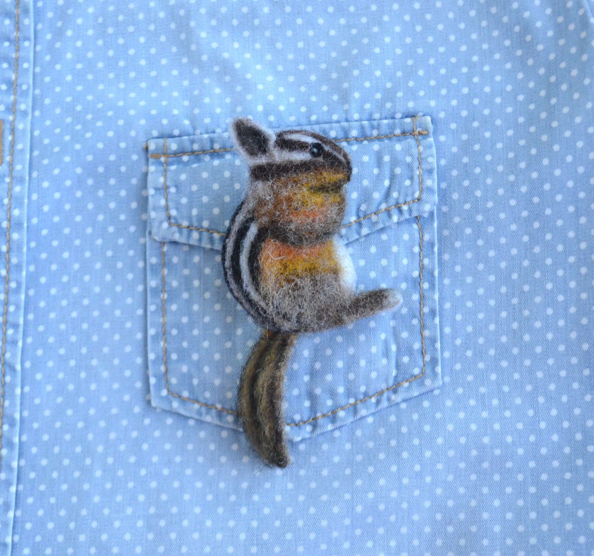 Needle Felted Chipmunk Animal Brooch for Women Handmade Wool Replica ...