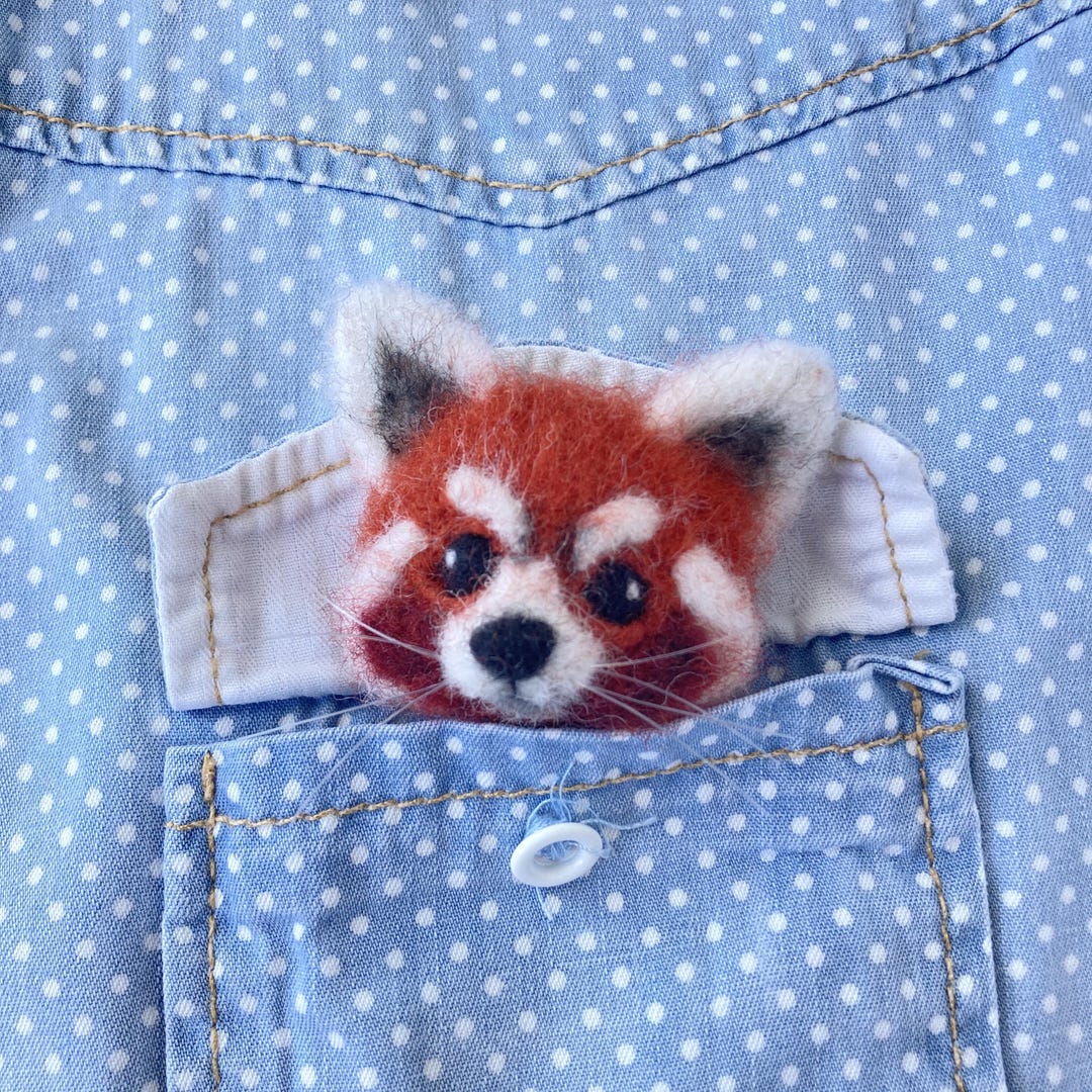 Handmade Red Panda Brooch for Women Needle Felted Realistic Animal ...