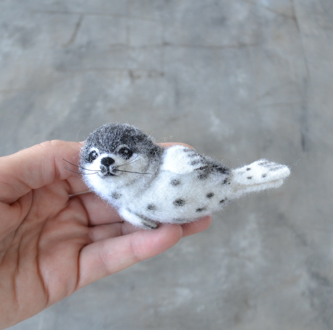 Seal Animal Brooch for Women Needle Felted Wool Replica Pin Wool ...