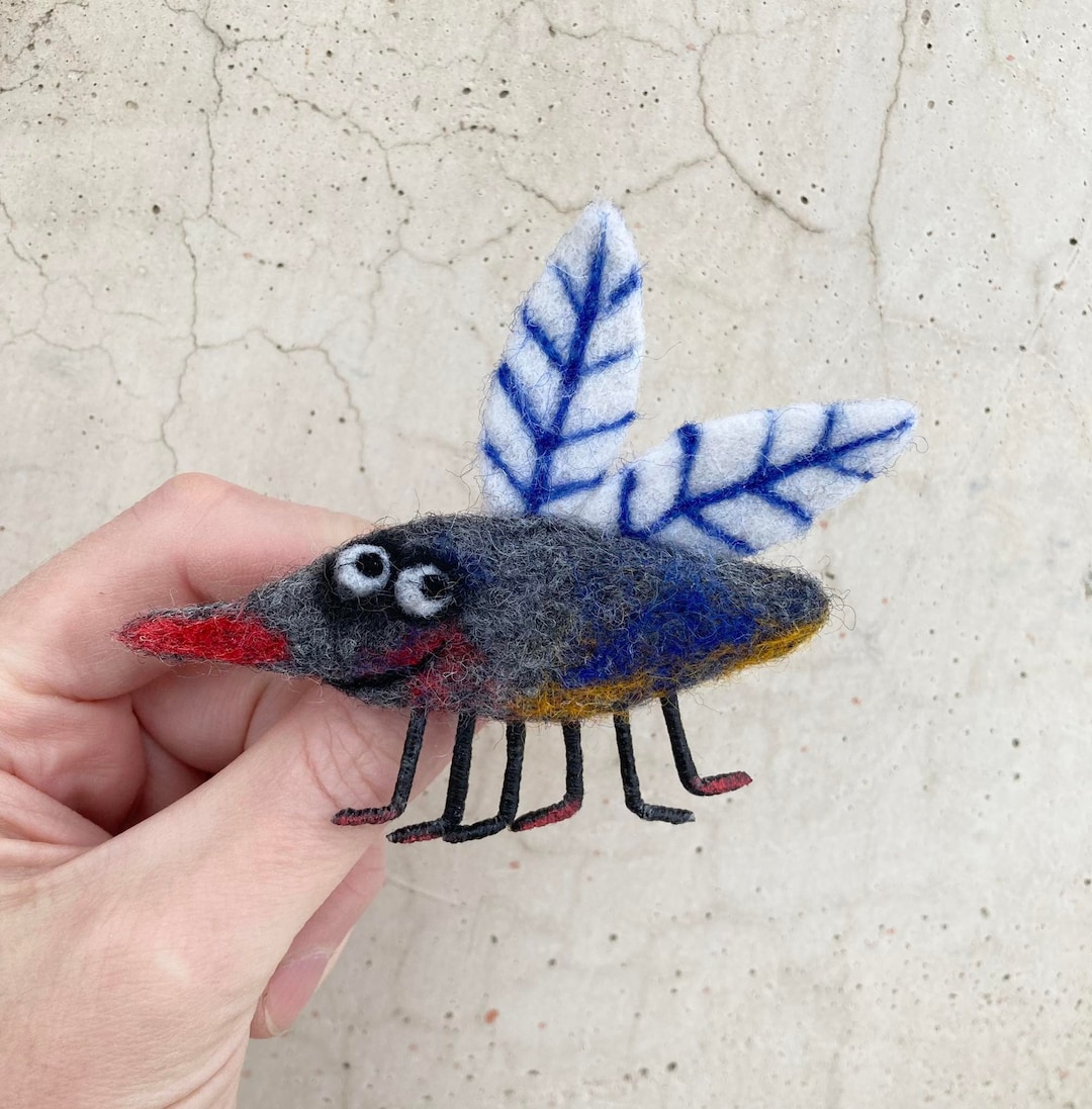 Funny Mosquito Pin Needle Felted Wool Brooch for Women Handmade Insect ...