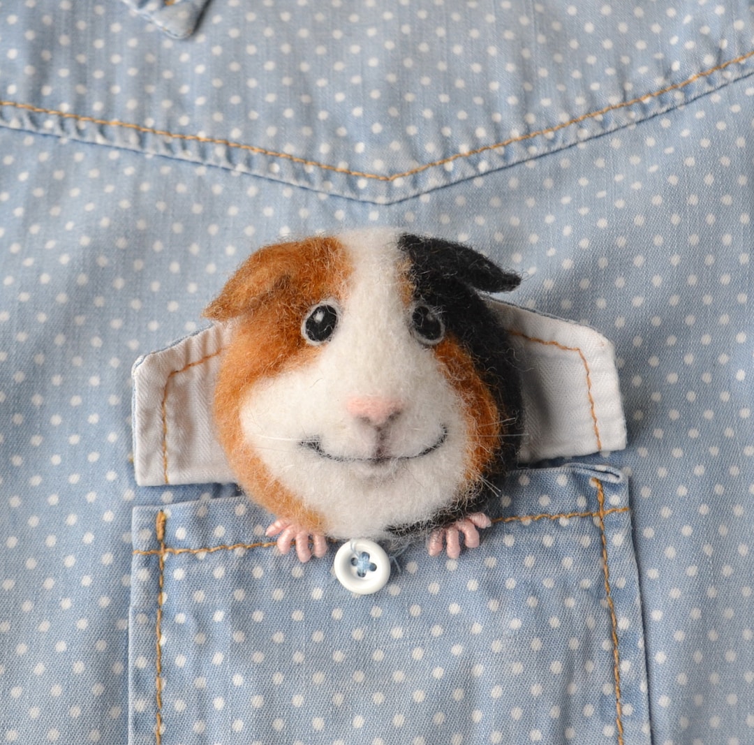 Custom Smiling Guinea Pig Portrait Pin From Photo Handmade Needle ...