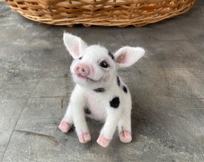 Needle Felted Pig Gift Animal Sculpture Felt Mini Pig 1:12 Dollhouse ...
