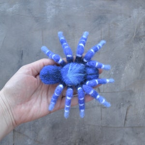 Handmade Blue Tarantula Spider Realistic Brooch Needle Felted Realistic ...