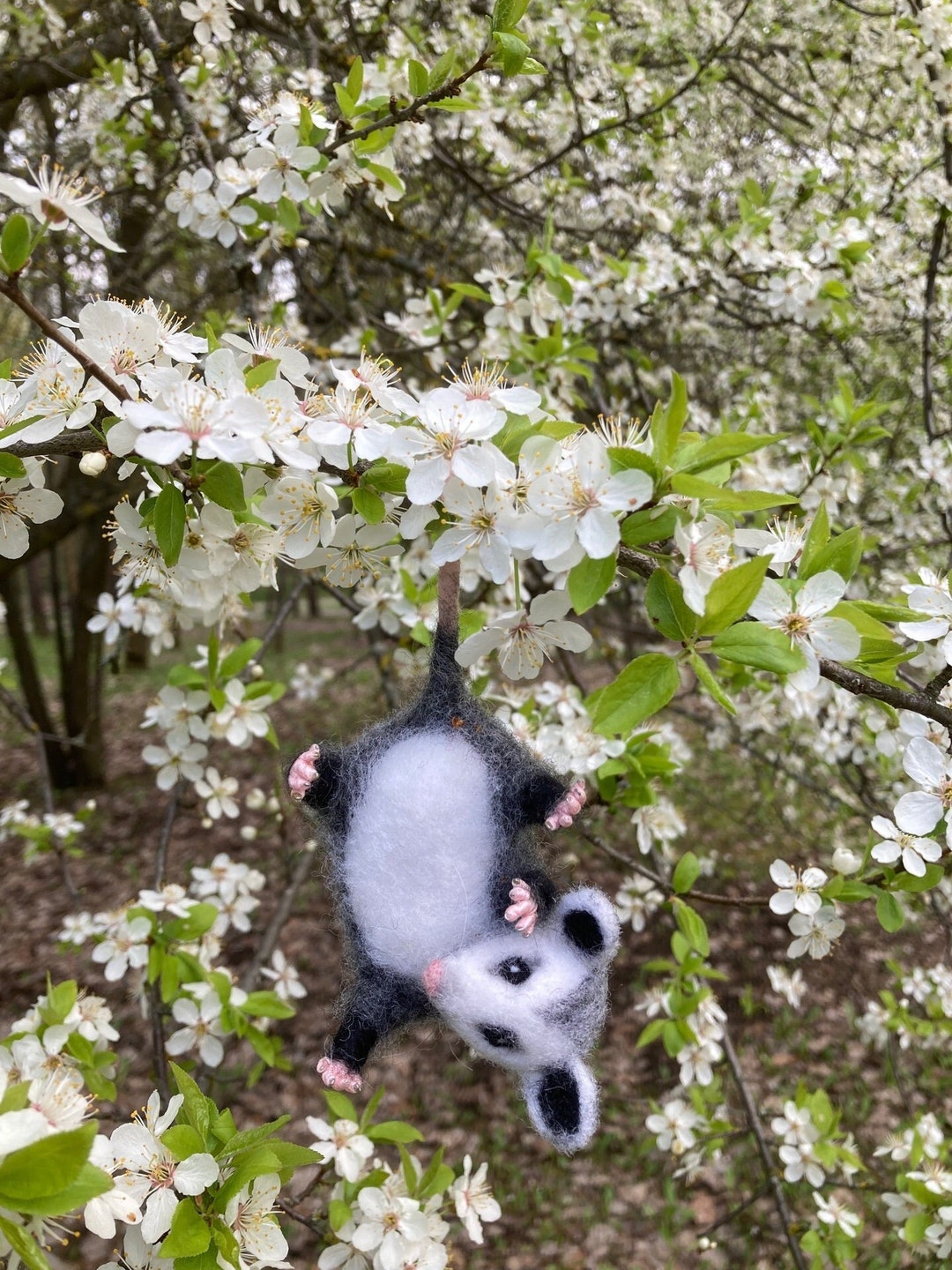 Opossum Figurine Charm Needle Felted Realistic Opossum Ornament Gift ...