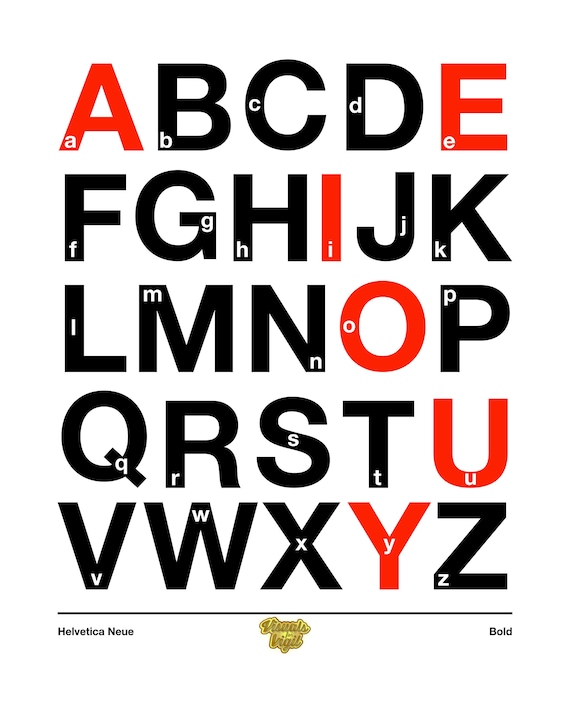 Helvetica Alphabet Print Baby Wall Art With Lower Case - Etsy