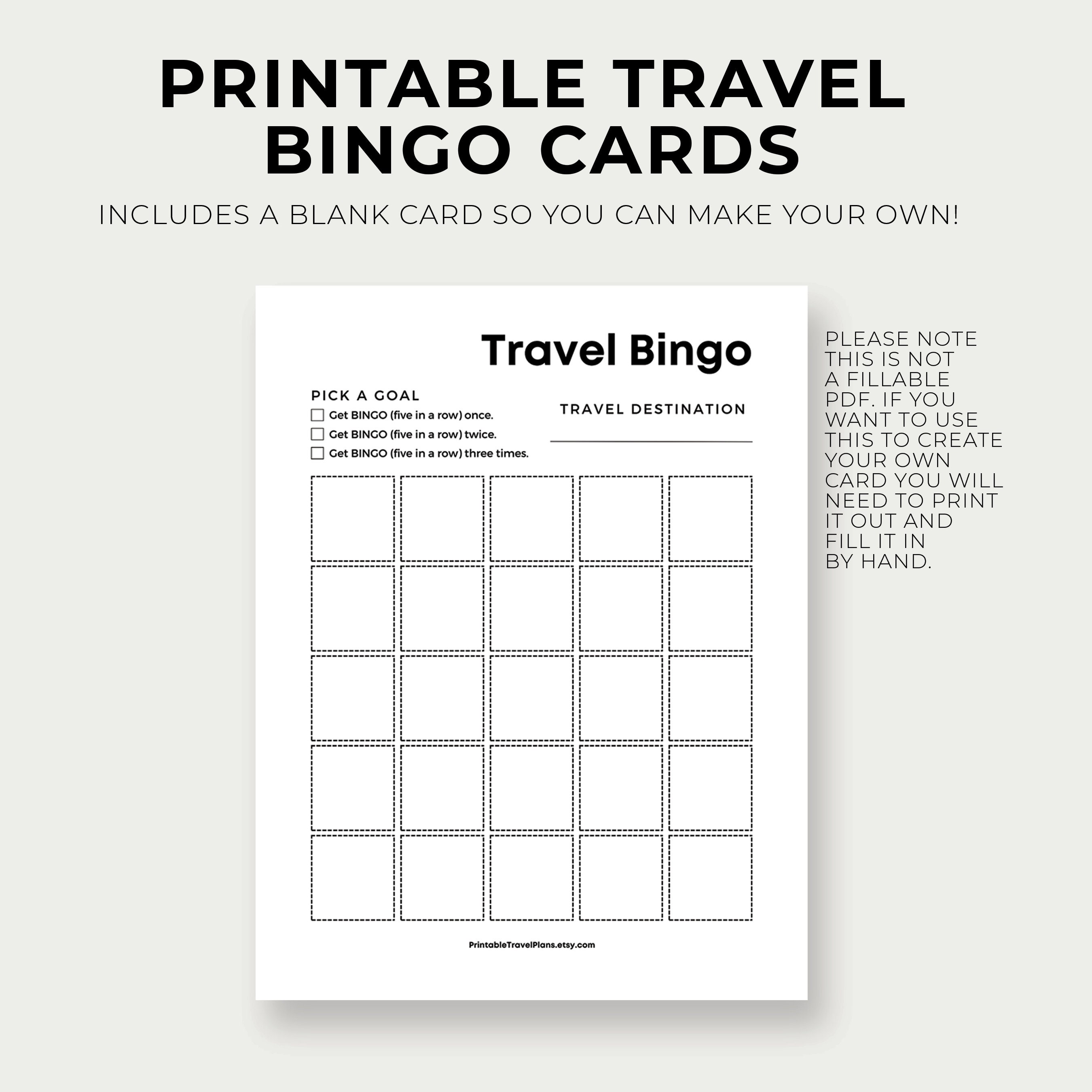 Printable Travel Games, Travel Bingo, Printable Travel Bingo, Travel ...