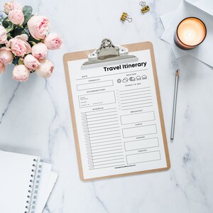 Printable Travel Itinerary Travel Plan Printable Printable - Etsy