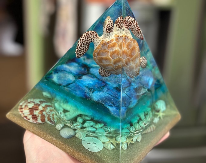 Turtle Figure Beach/ocean Themed Resin Pyramid, Large Resin Pyramid ...