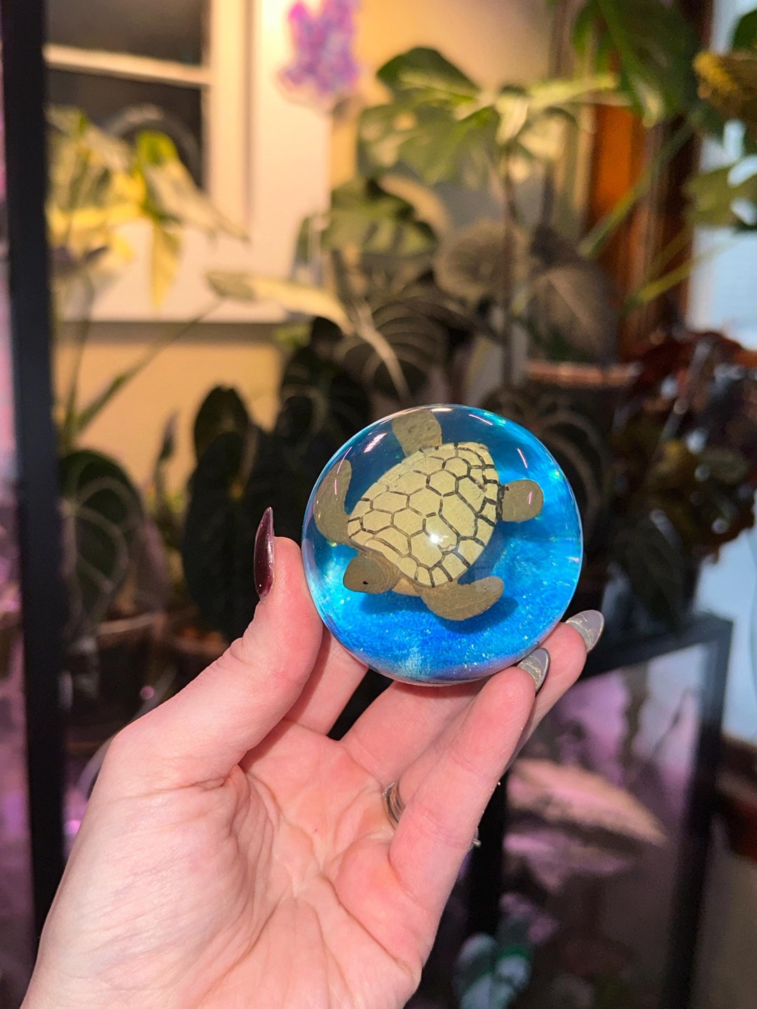 Handmade Resin Turtle Sphere: Ocean Desk Decor - Etsy