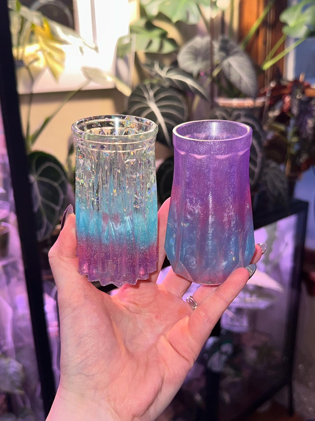 Set of 2 Handmade Resin Vases: Decorative Storage Cups - Etsy