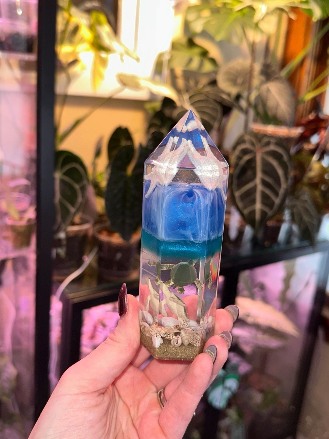 Crystal Tower Turtle Resin Decor, Turtle Desk Ornament, Turle Decor ...