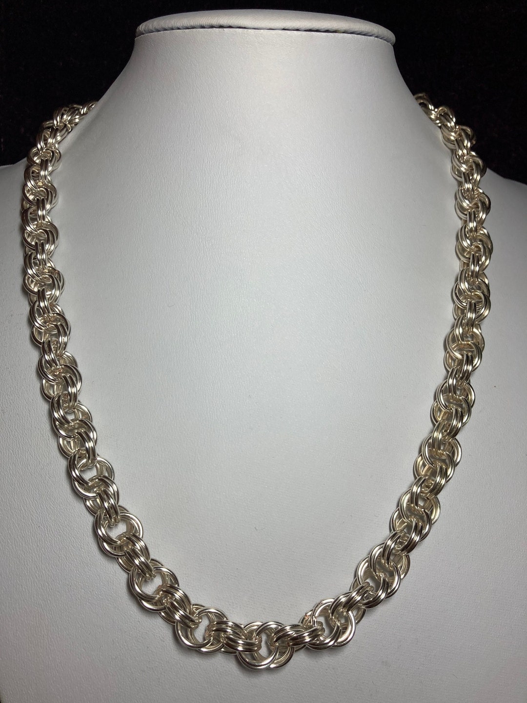 22" Silver Colored, Double Spiral Chainmail Necklace - Etsy