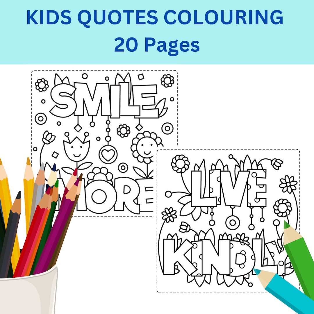 Positive Quotes Colouring Book for Children Affirmation Coloring Pages ...