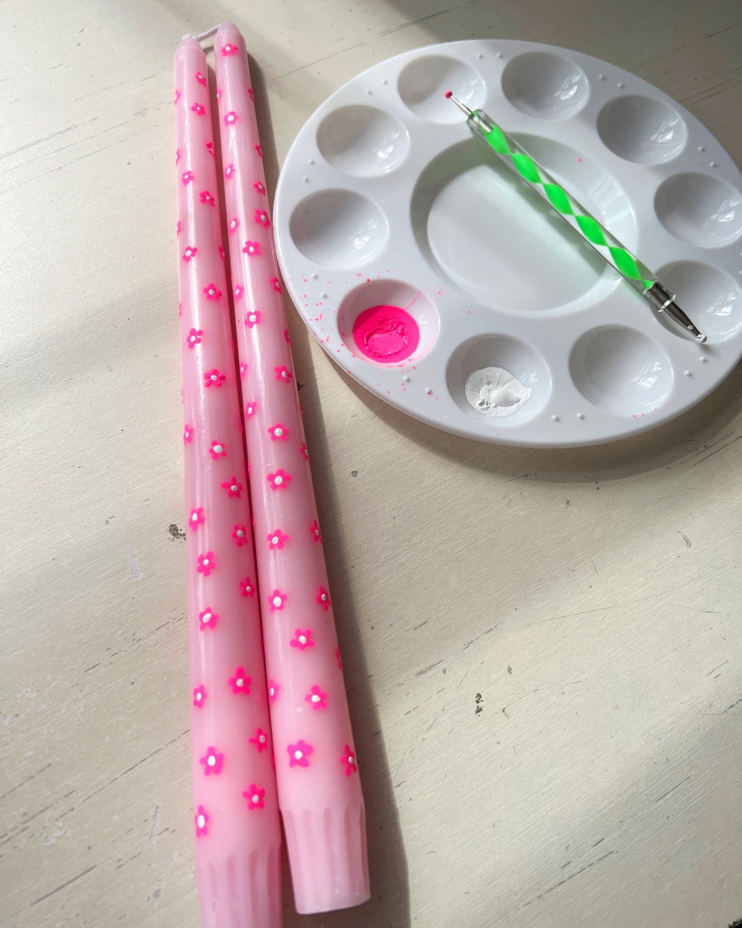 Flowers Candles, Hand Painted, Candlesticks Set, Novelty Candlesticks ...