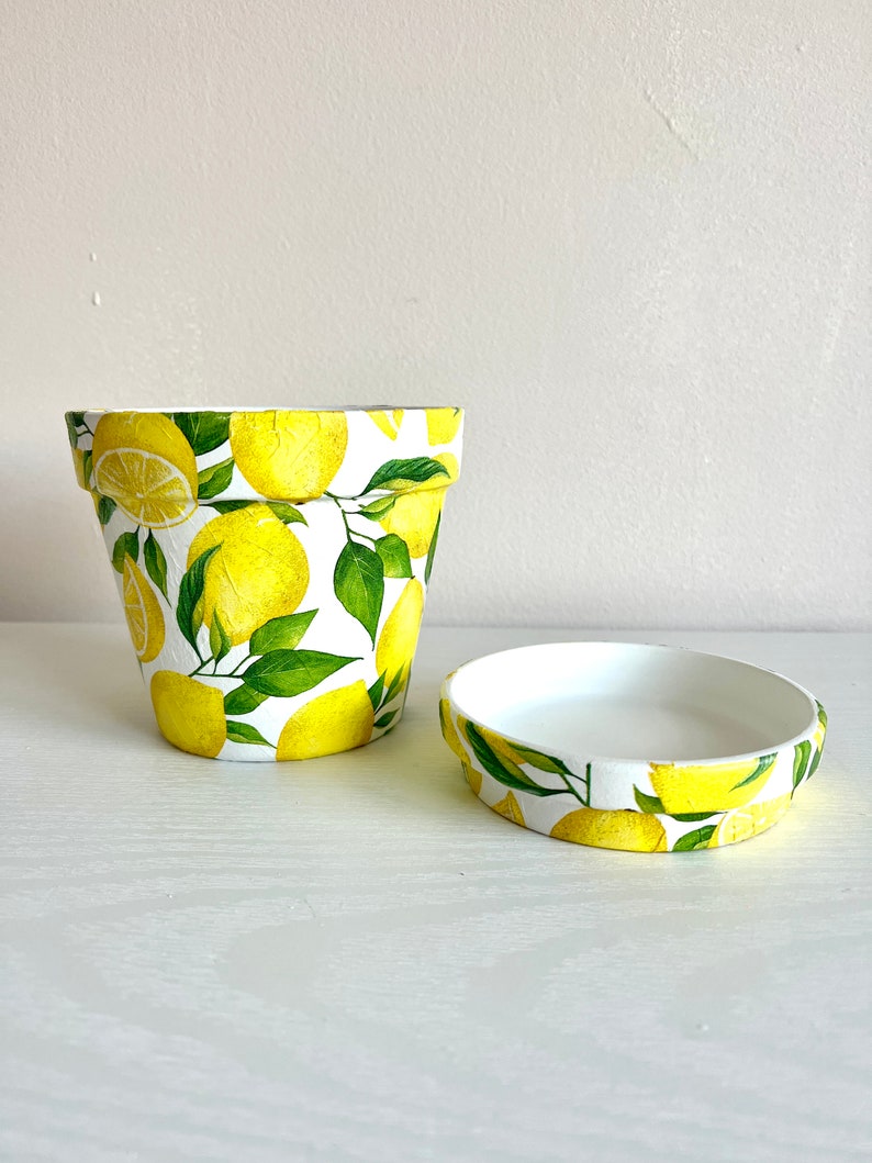 Lemon Flower Pot, Lemon Decor, Lemon Kitchen, Summer Flower Pot, Garden ...