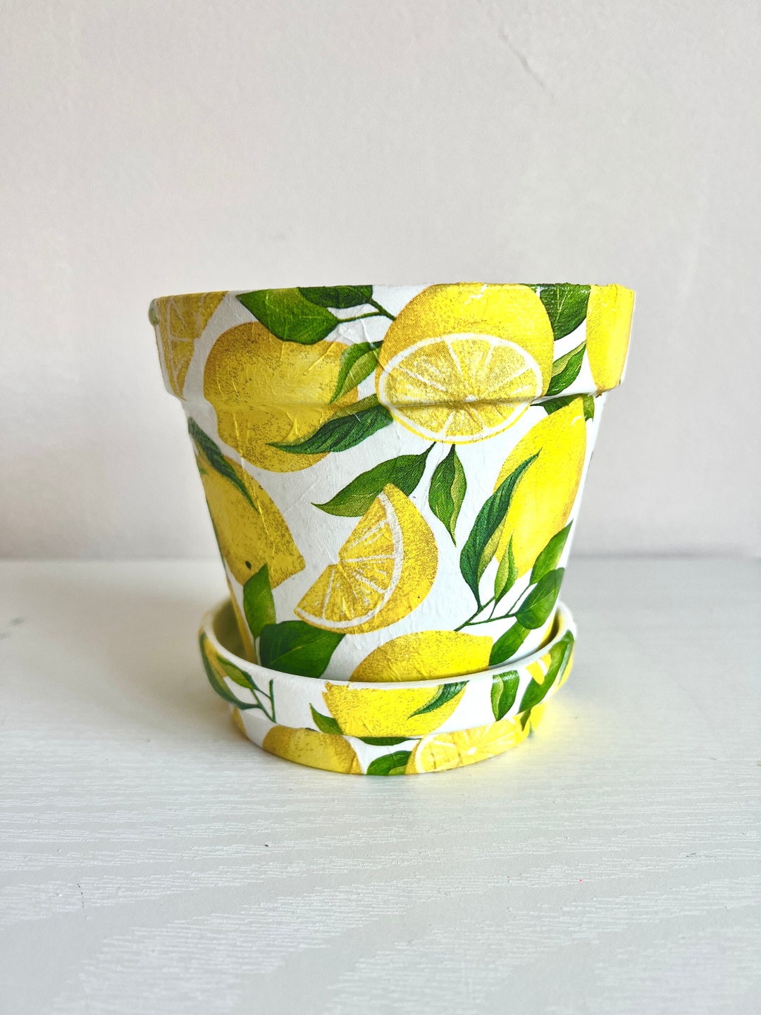Lemon Flower Pot, Lemon Decor, Lemon Kitchen, Summer Flower Pot, Garden ...