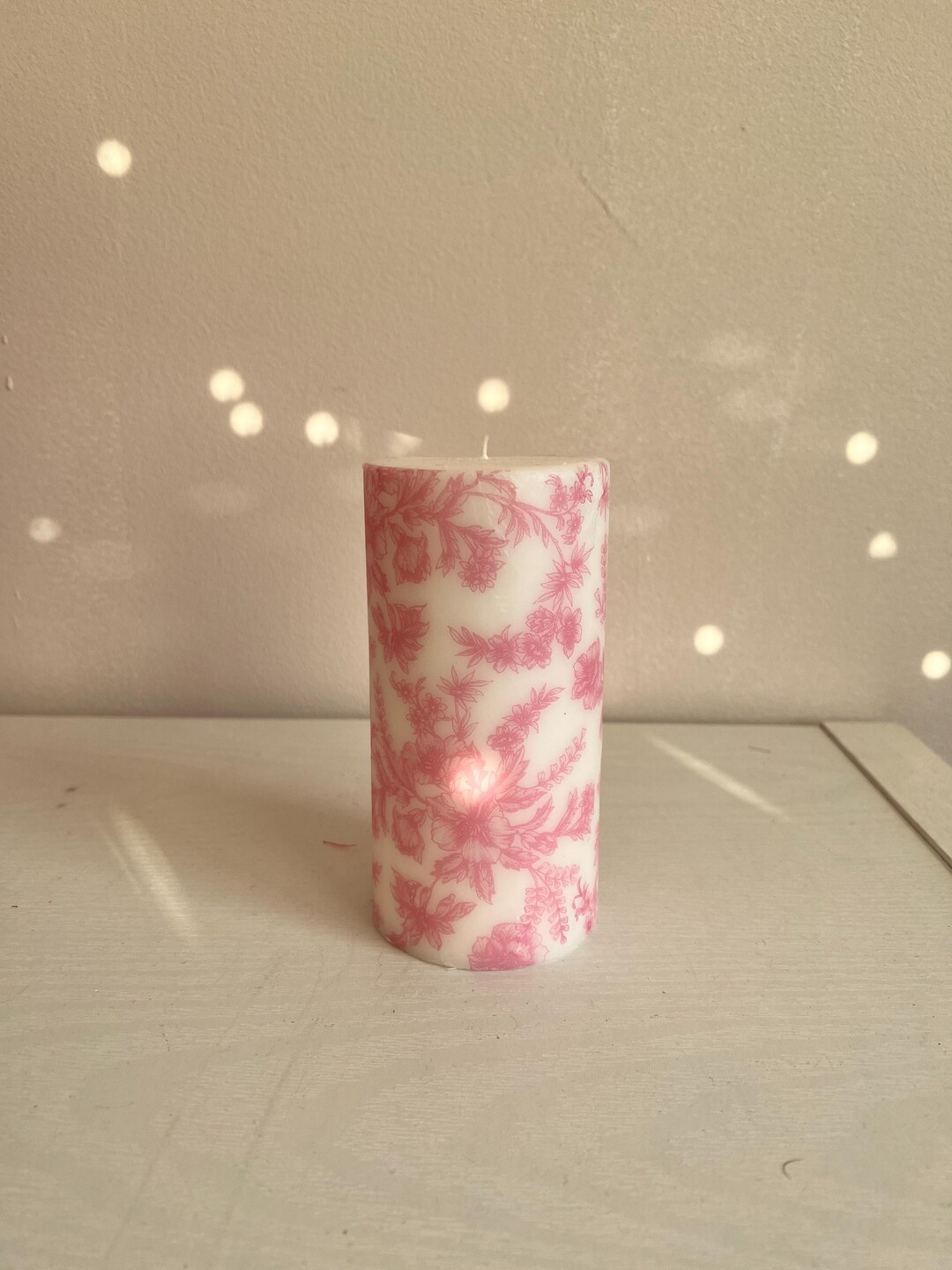 Pink Toile Candle, Pink Chinoiserie, Coquette Decor, Pink Decor ...