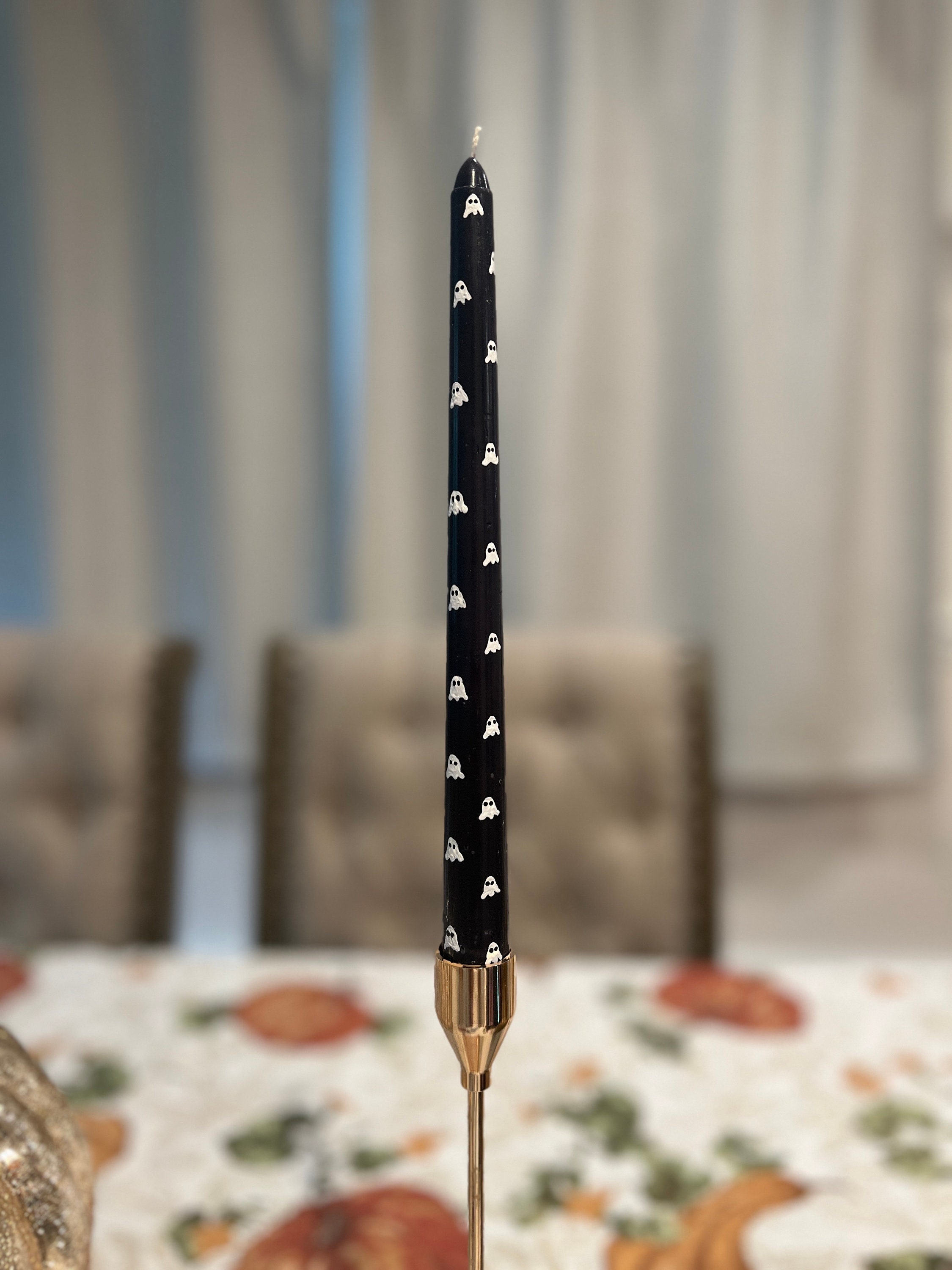 Set of 2 Hand Painted Tiny Ghosts Candlesticks Set, Ghost Candle, Ghost ...