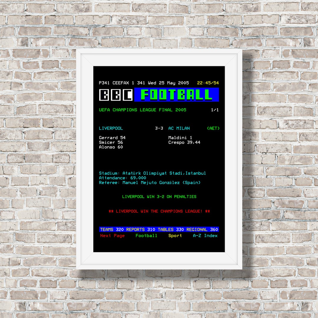 Liverpool V AC Milan Champions League Final Retro Ceefax/teletext Style ...