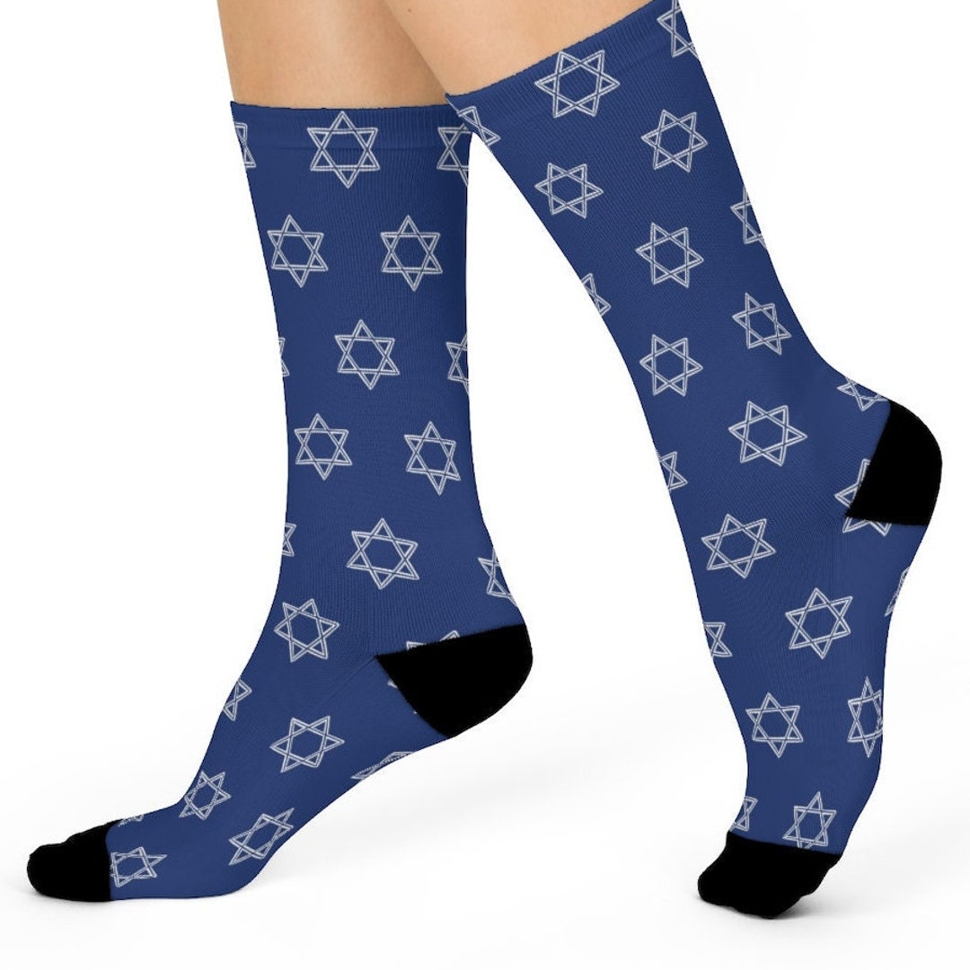 Gray and Navy Jewish Star Socks - Etsy