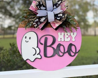 Hey Boo | Hey Boo Door Hanger | Door Sign | Fall Door Sign | Halloween ...