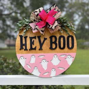 Hey Boo | Hey Boo Door Hanger | Door Sign | Fall Door Sign | Halloween ...