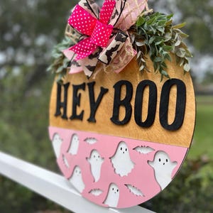 Hey Boo | Hey Boo Door Hanger | Door Sign | Fall Door Sign | Halloween ...