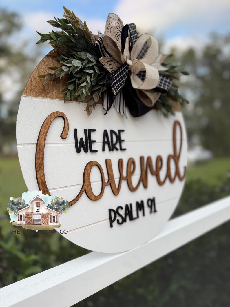 We Are Covered Door Hanger| Scripture Door Sign | Bible Verse Home ...