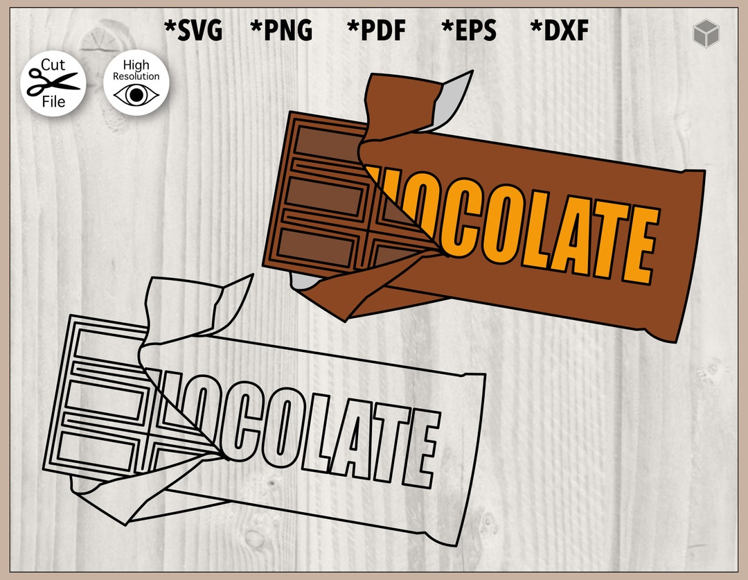 Chocolate Bar SVG Cut File and Outline Png, Pdf, Dxf, Eps - Etsy