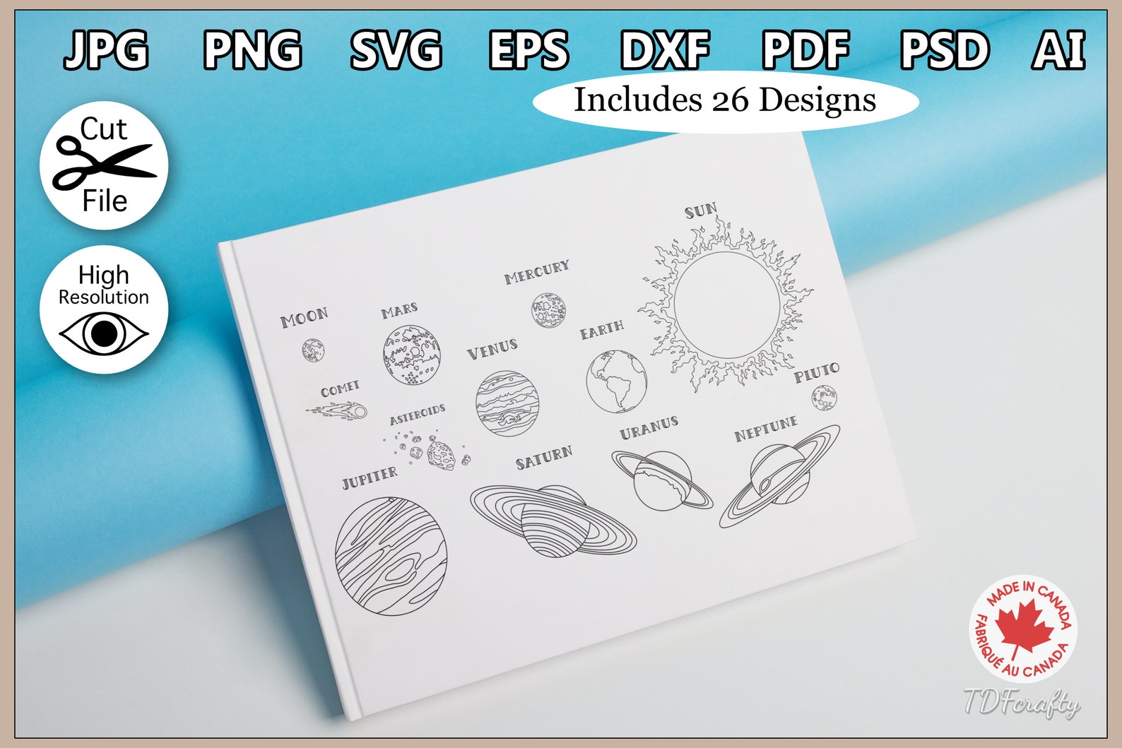 Solar System Planets Outlines Set Svg Png Pdf Dxf Eps - Etsy