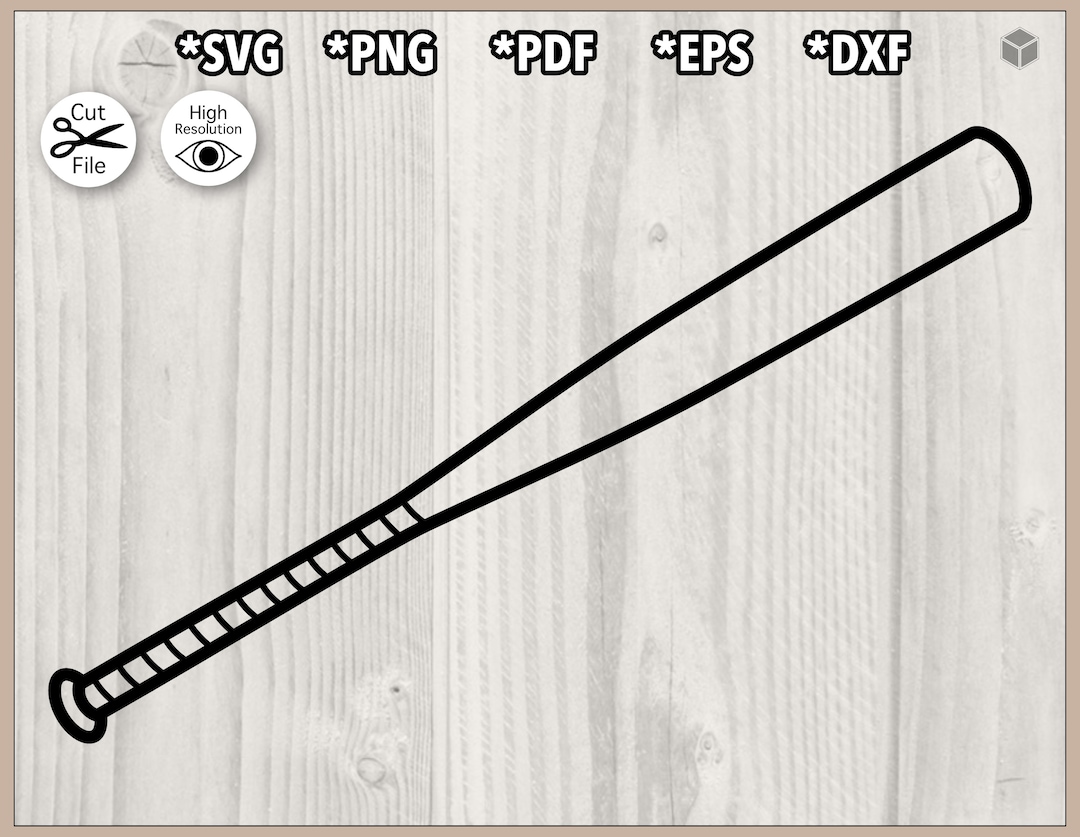 Baseball Bat Outline SVG Cut File, Png, Pdf, Dxf, Eps - Etsy