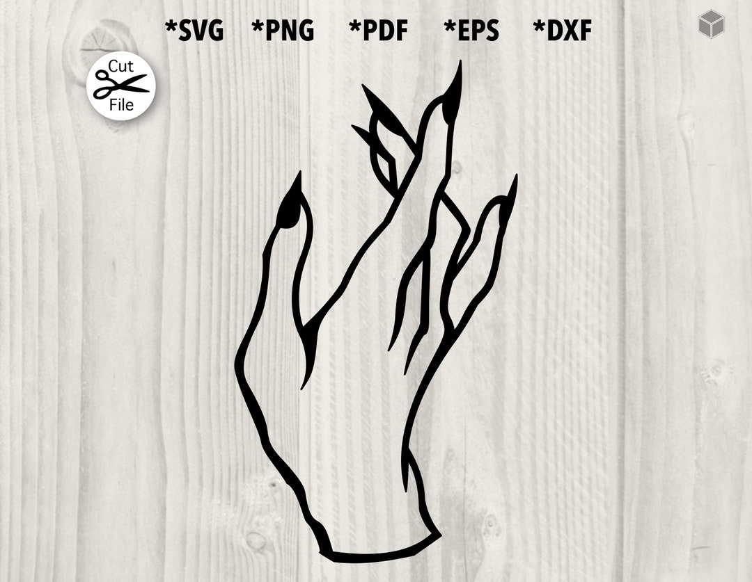 Enchanting Witch Hand Outline Design, Spooky Hand Outline Vector ...