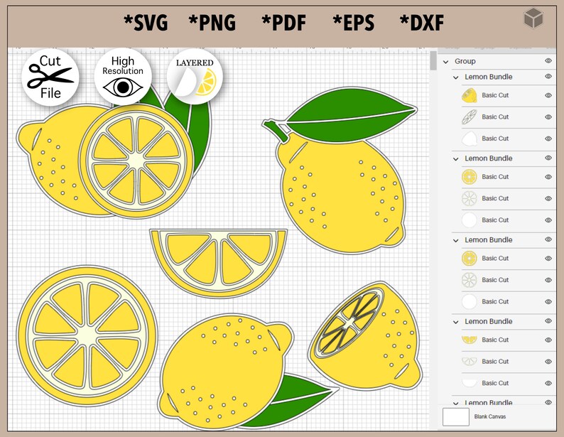 Lemon Fruit Bundle Svg Png Pdf Dxf Eps - Etsy