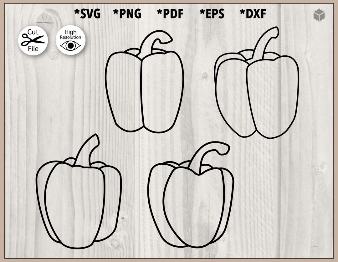 Sweet Peppers Outline Svg, Png, Pdf, Dxf, Eps - Etsy