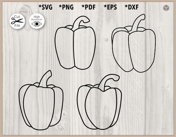 Sweet Peppers Outline Svg Png Pdf Dxf Eps - Etsy