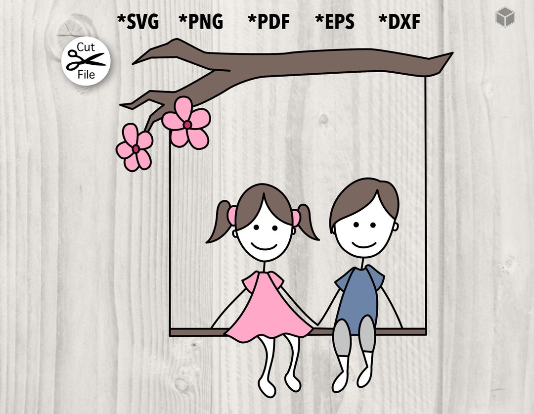 Stick People Couple on a Swing - Etsy