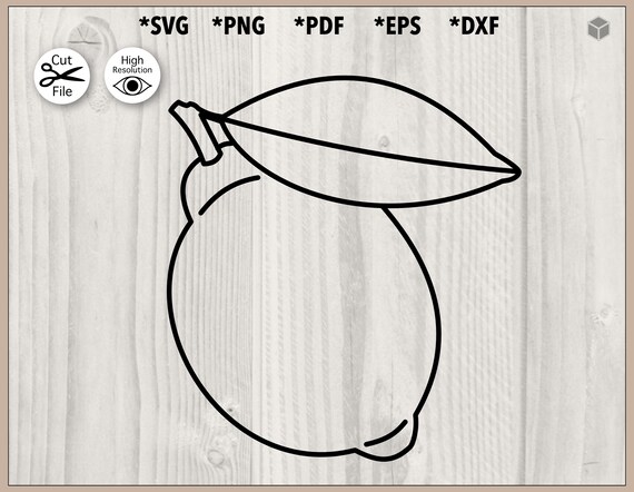 Lemon Outline Svg Png Pdf Dxf Eps - Etsy