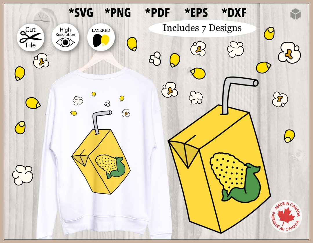 It's Corn Juice! Cute Corn Juice Box Bundle, Popcorn Cut File, Corn ...